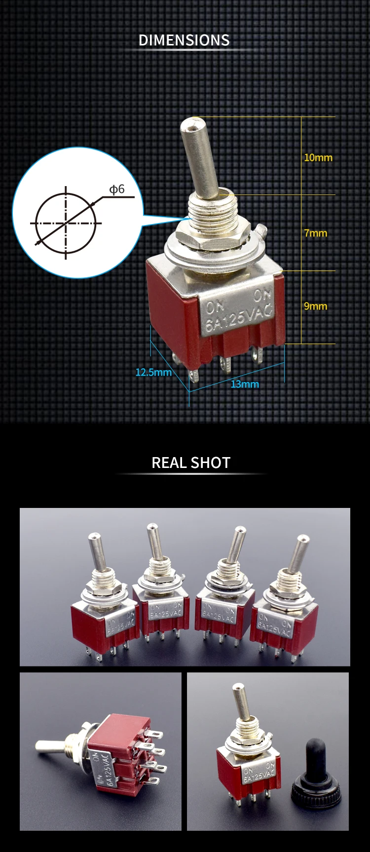 Mini Toggle Switch 3a 250vac 6a 125vac / Electrical Toggle Switches ...