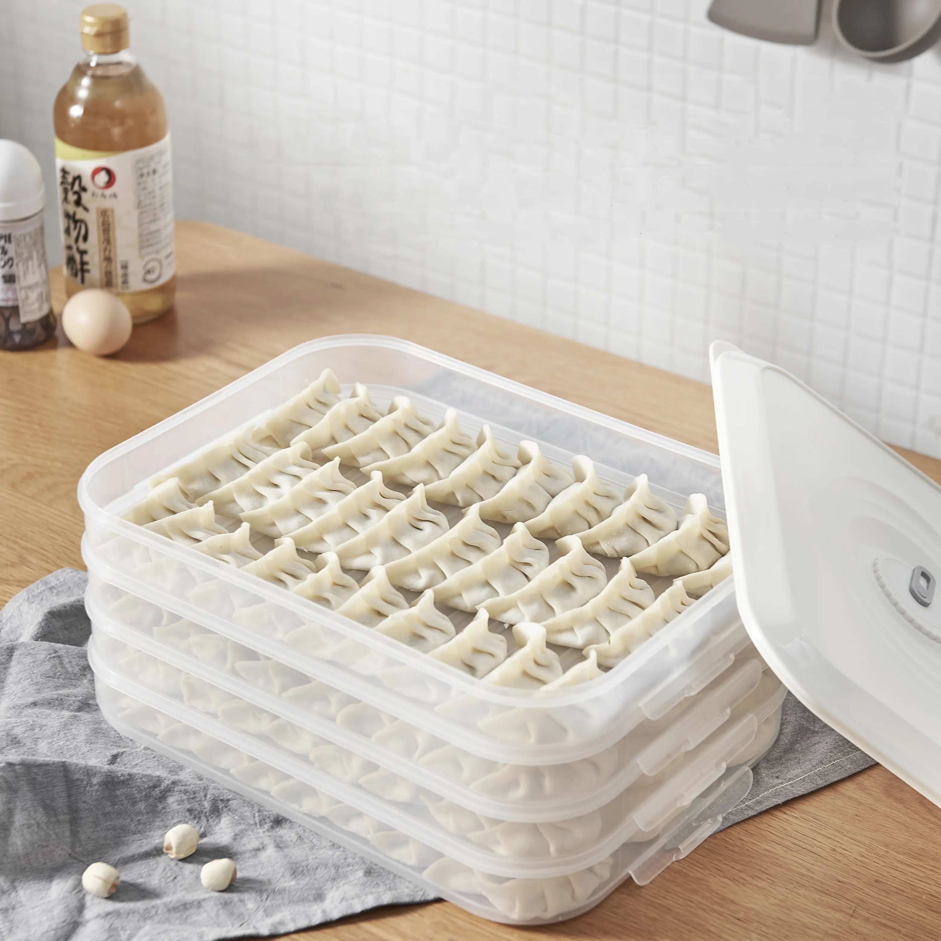 Stackable Plastic Refrigerator Dumpling Storage Box Food Storage ...