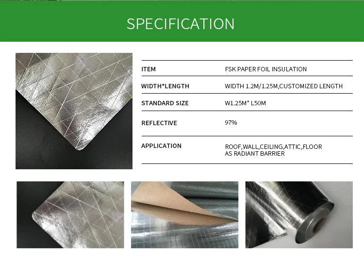 FSK Facing Aluminum Foil Kraft Paper Aluminum Foil Faced Kraft Paper ...