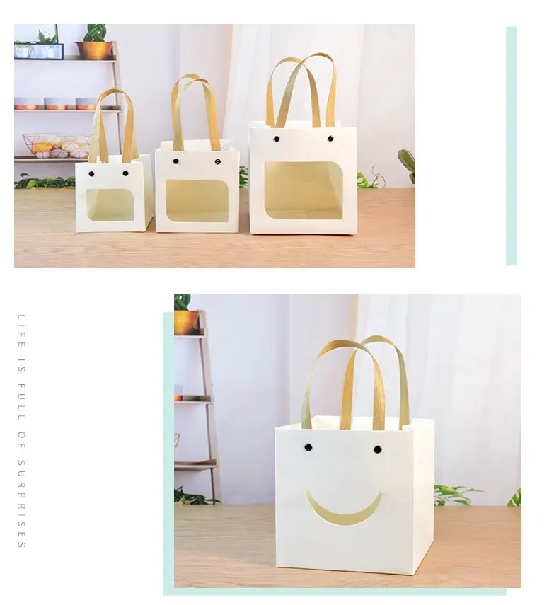 Smiley Face Square Paper Bag Square Hand-held Paper Bag For Valentine's ...