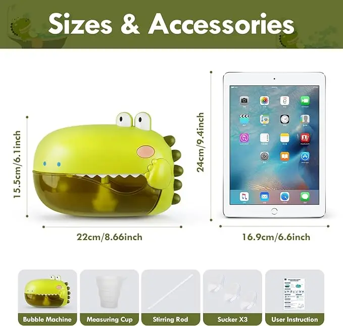 Baby Shower Toy,Automatic Shower Bubble Machine,Dinosaur Bathtub Bubble ...