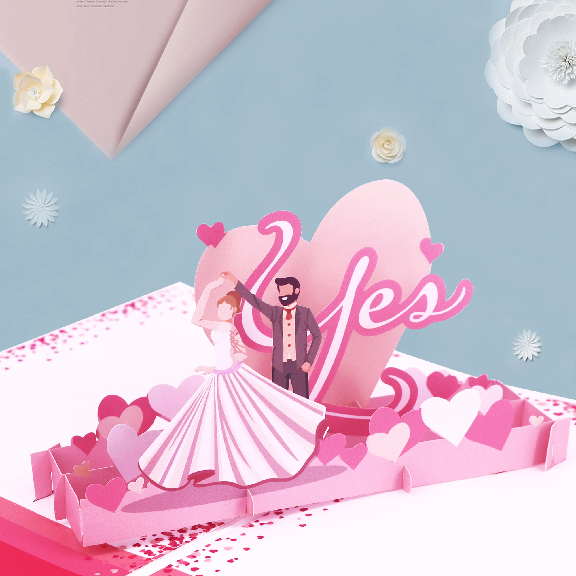 Luxury Paper Laser Cut 3d Pop up Wedding Invitation Card