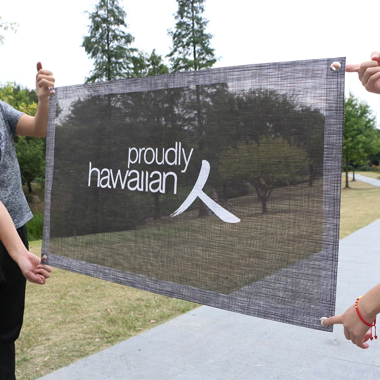 Custom Popular Polyester Mesh Fabric Hanging Banner Coming Along With ...