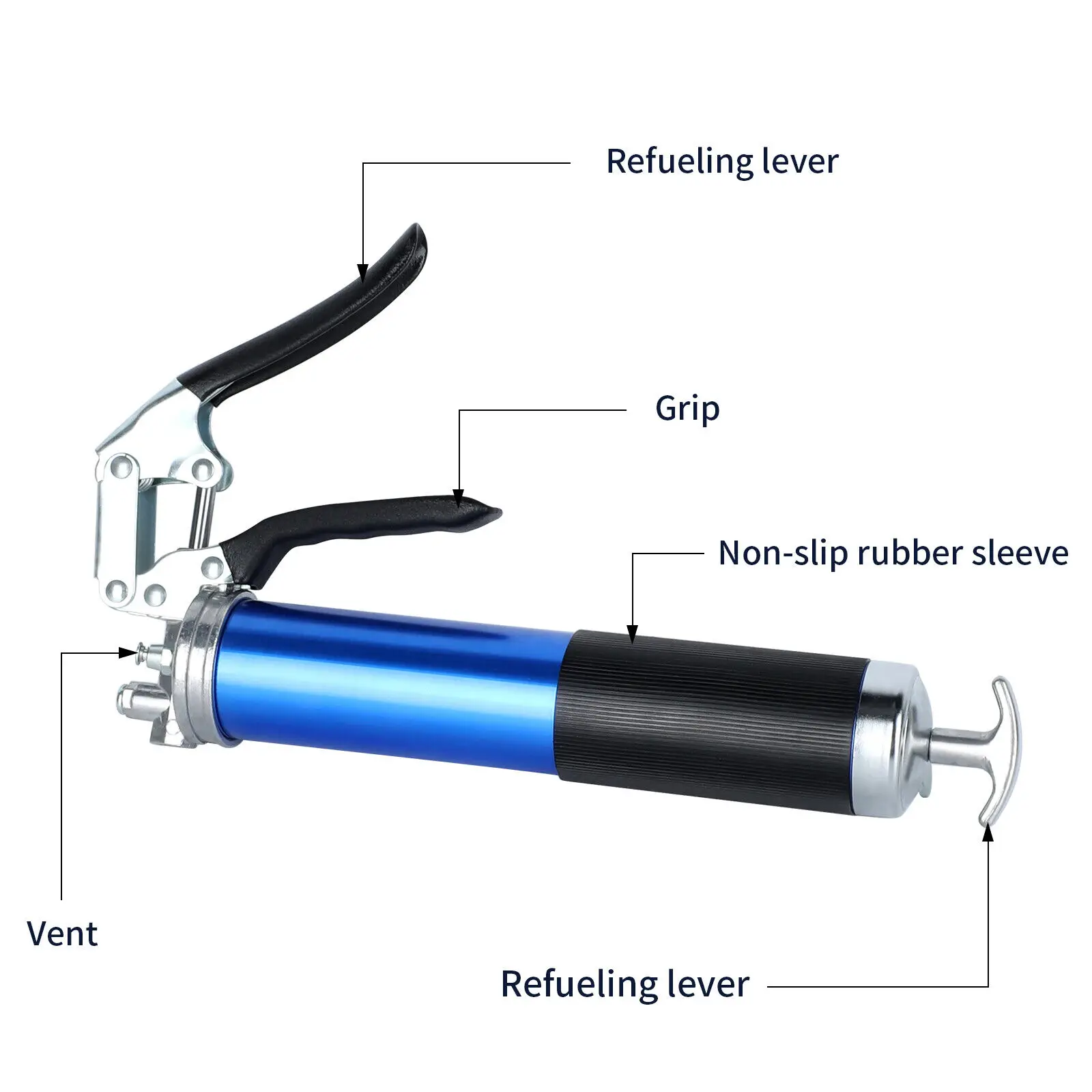 Heavy Duty Manual Grease Gun Pistol Grip 8000 PSI Steel Material with ...