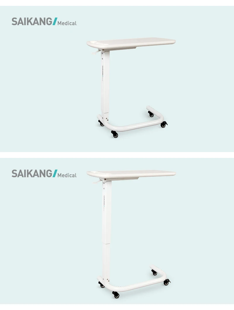 SAIKANG Movable HDPE Height Adjustable OverBed Table for Hospitals ...
