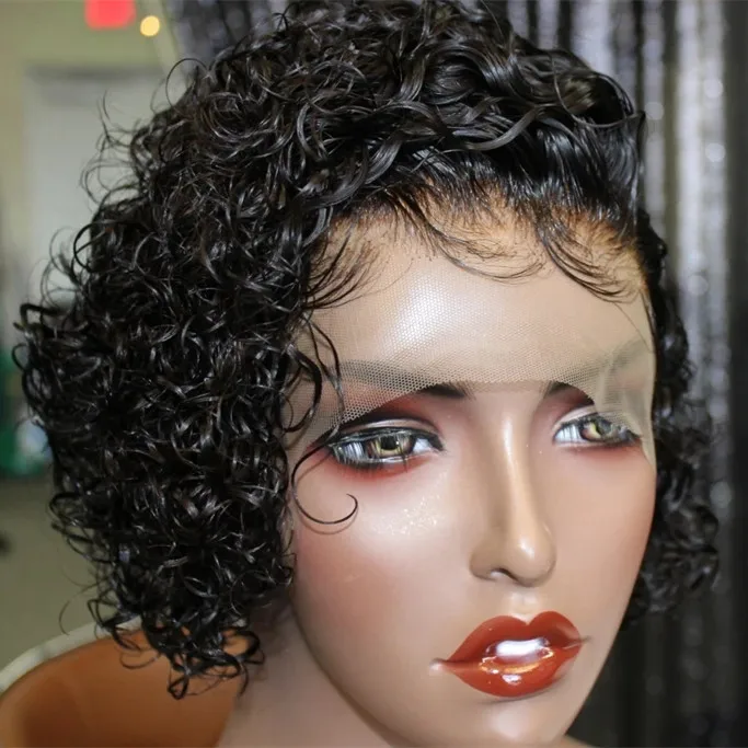 New Fake Scalp Curly Bob Wigs Raw Indian Virgin Human Hair 13*6 Lace ...