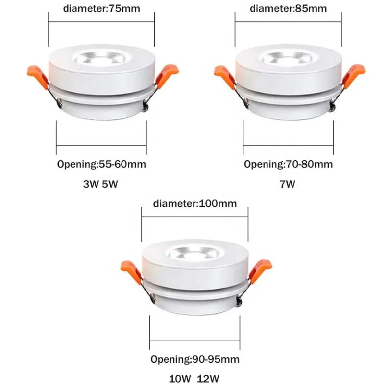 Slim Recessed Led Embedded Ceiling Downlight 12w 7w 5w Foldable And 360 ...