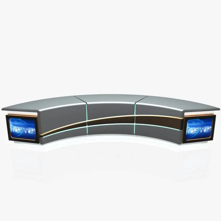 Modern Design Curved LED News Anchor Desk TV News Table Workstation for ...