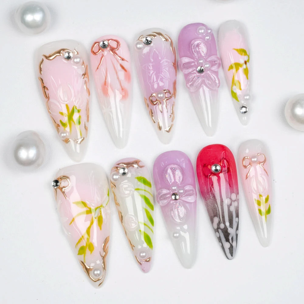 Retro Packaging Box for Artificial Nails Design Fashionable Full Cover ...