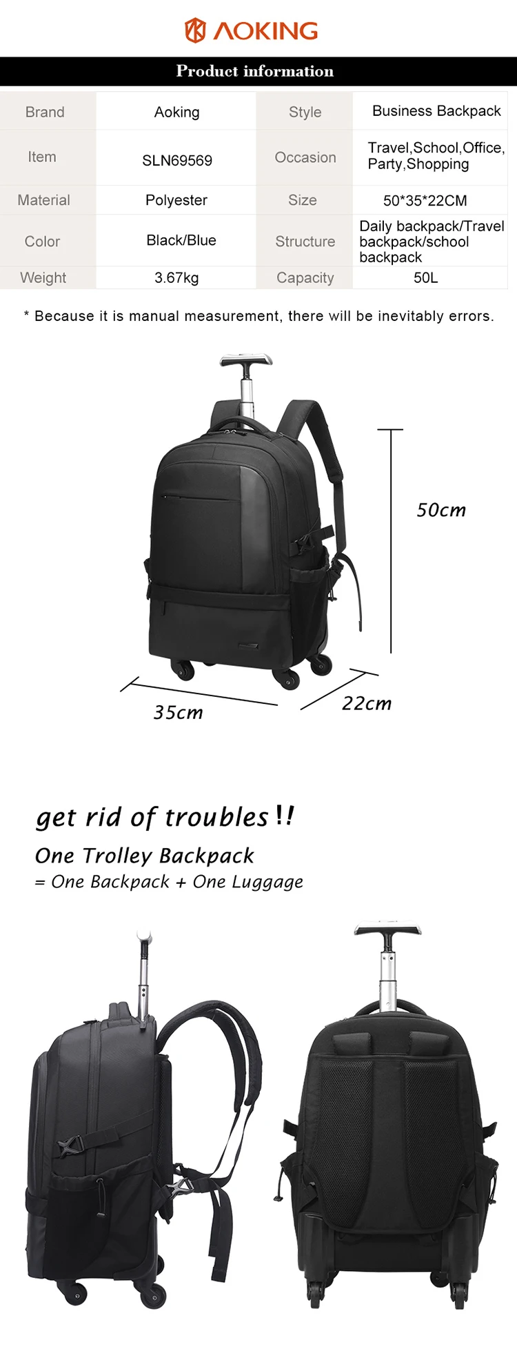 Aoking Hot Sell Wheel Travel Wholesale Man Waterproof Outdoor Laptop ...