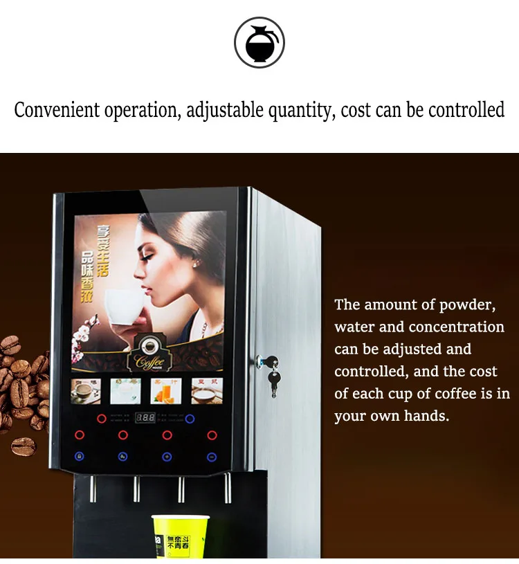 Vertical Type 5 Flavors 12 Button Hot and Cold Coffee Machine Automatic ...