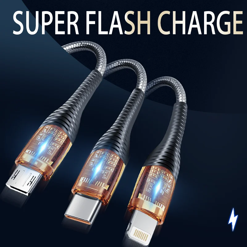 Factory 120w Led Display Fast Charging Transparent Usb Type C Micro Usb ...