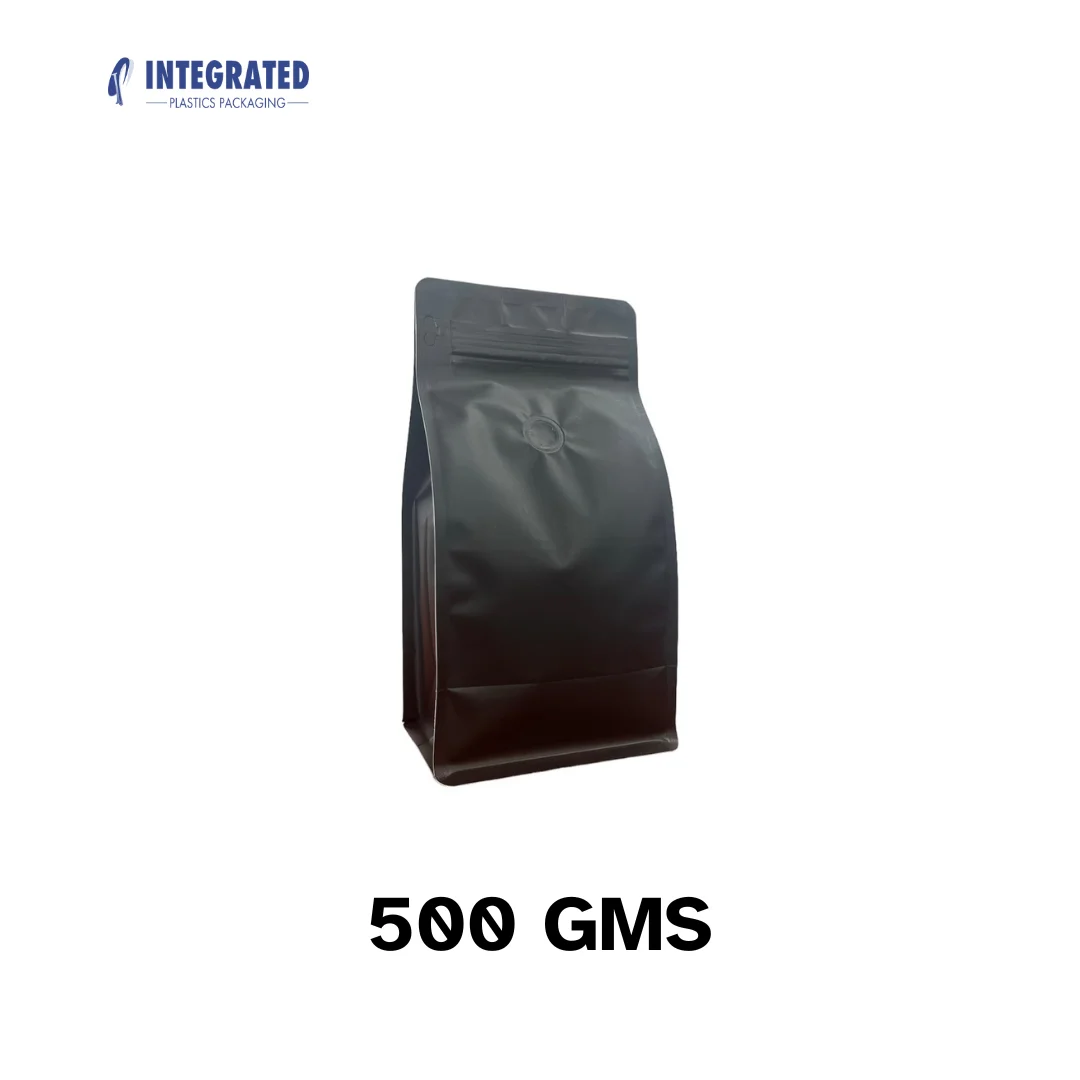 Uae-made Resealable Ipp Pouches Black 500g Pouches With Zipper Closure ...