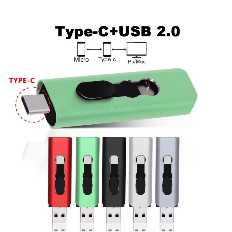 Push Pull Design 2-in-1 OTG USB Flash Drive 8GB to 128GB Memory Stick ...
