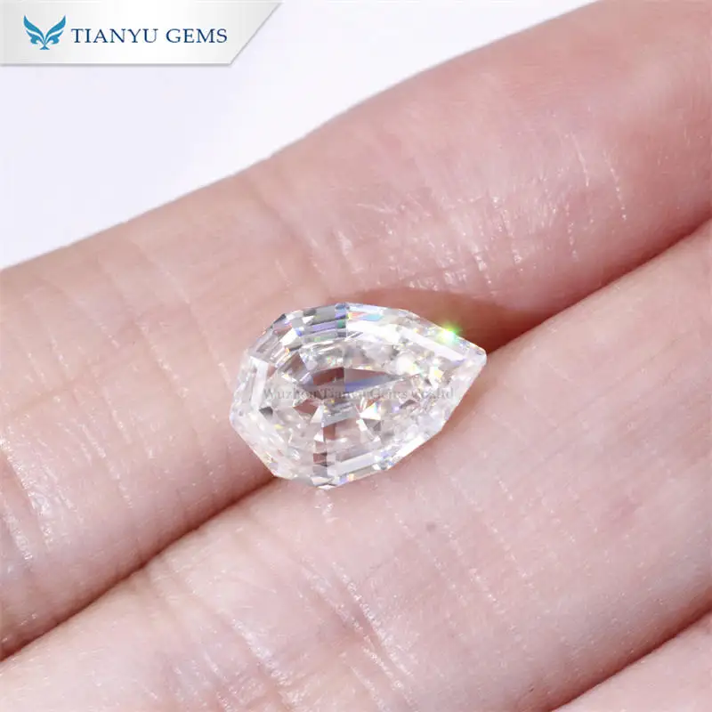 Tianyu Gems Loose Moissanite Decagon Pear Shape D Color Vvs Grade ...