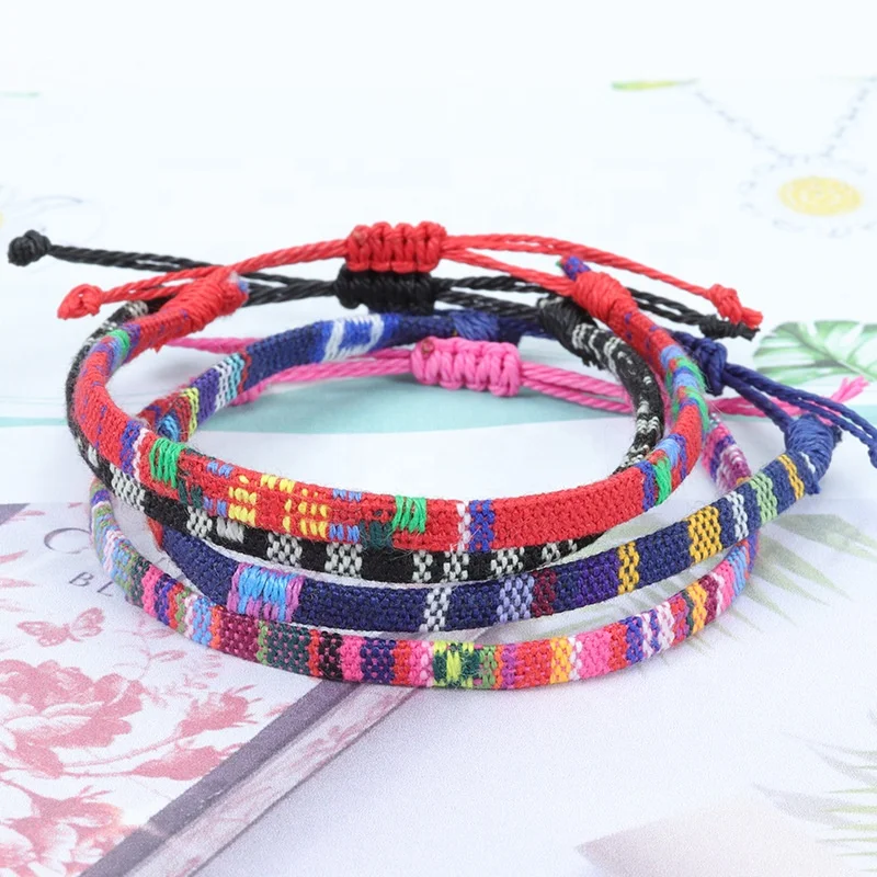 Bohemia Colorful Braided Woven Rope Bracelets Adjustable Cloth Strand ...