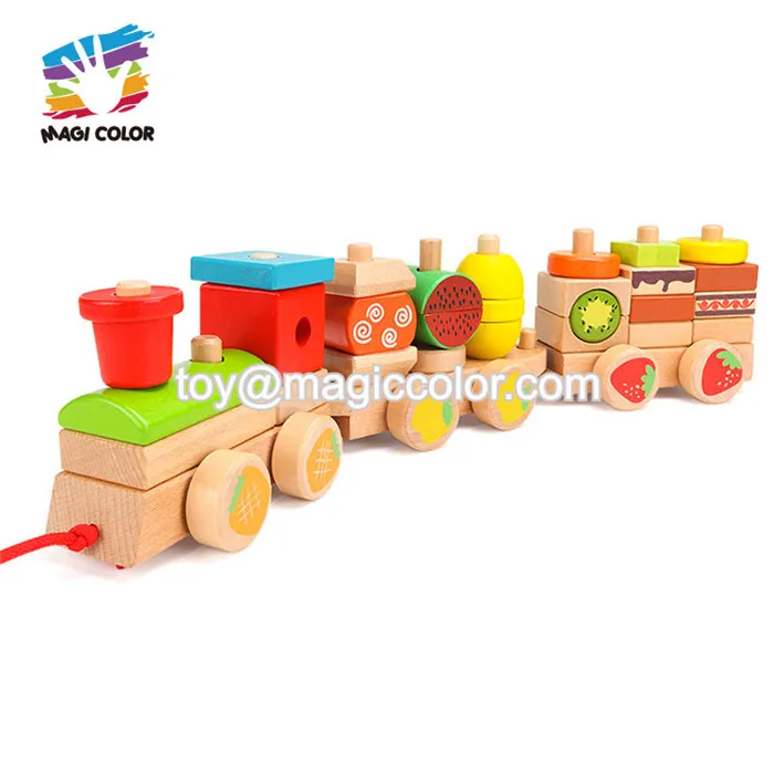 New Design Educational Diy Stacking Blocks Wooden Block Train Toy For ...