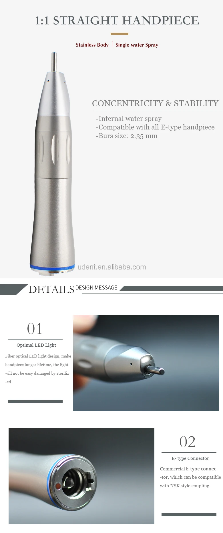 Straight Handpiece Dental Slow Speed Handpiece E Type - Buy Low Speed ...