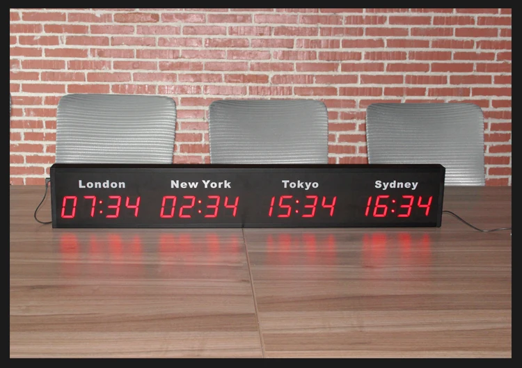 Custom Multi Time Zone Digital Wall Clock - Cheetie International Time ...
