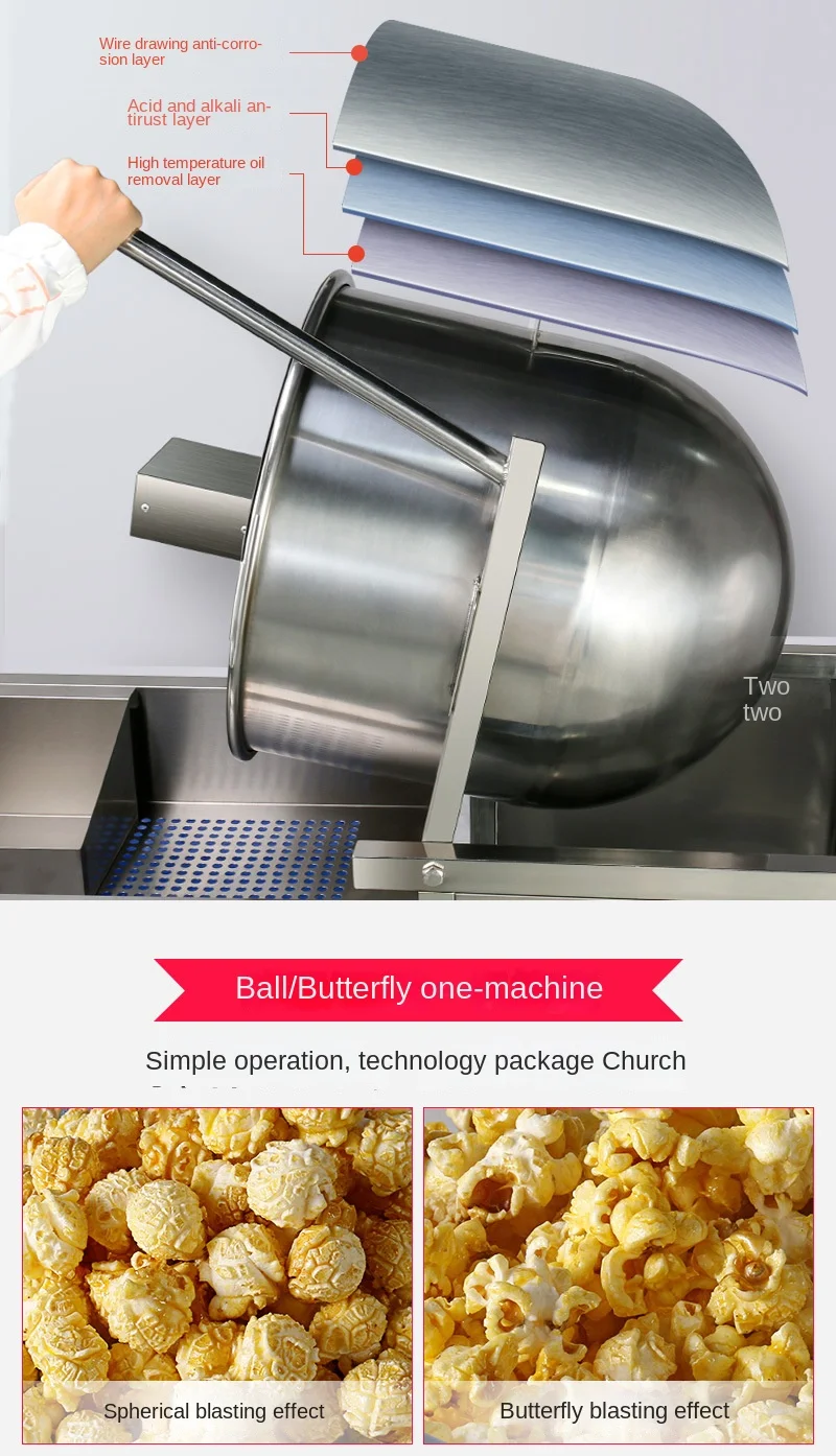 220V Full-Automatic Gas Vertical Popcorn Machine Non-Moving Pot Stall ...