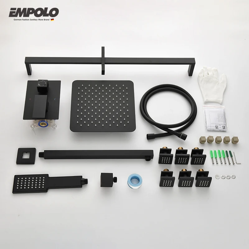 Empolo Luxury Black 3 Functions Thermostatic Shower Set