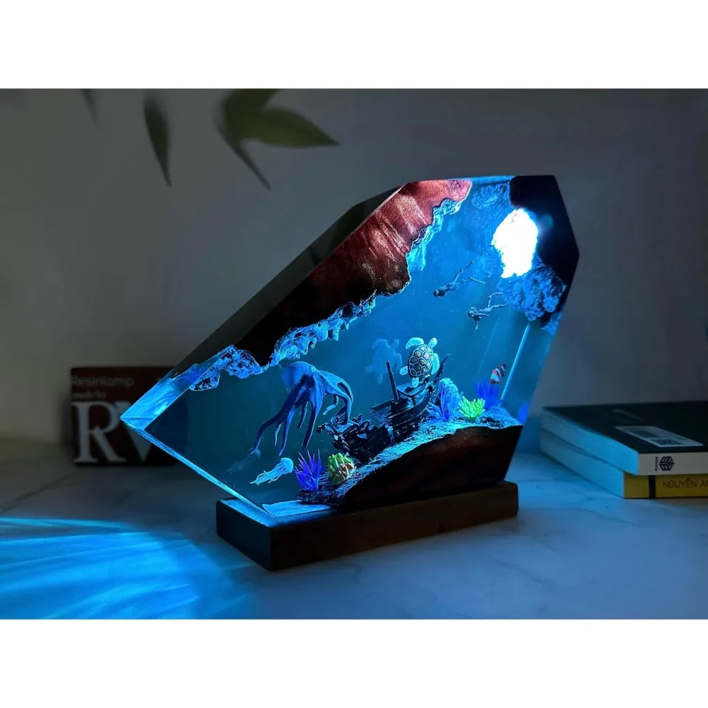 New Design Ocean Table Lamp Giant Octopus and Couple Diver Artistic LED ...