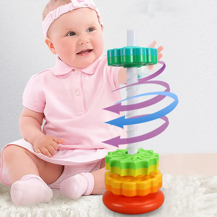 Montessori Educational Sensory Kids Stacking Spinning Toy 6 Pcs Nesting ...
