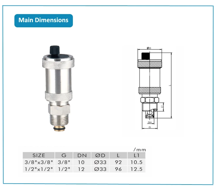 Easy Fit Brass Automatic air Vent Valve Bottle Type for Heating System ...