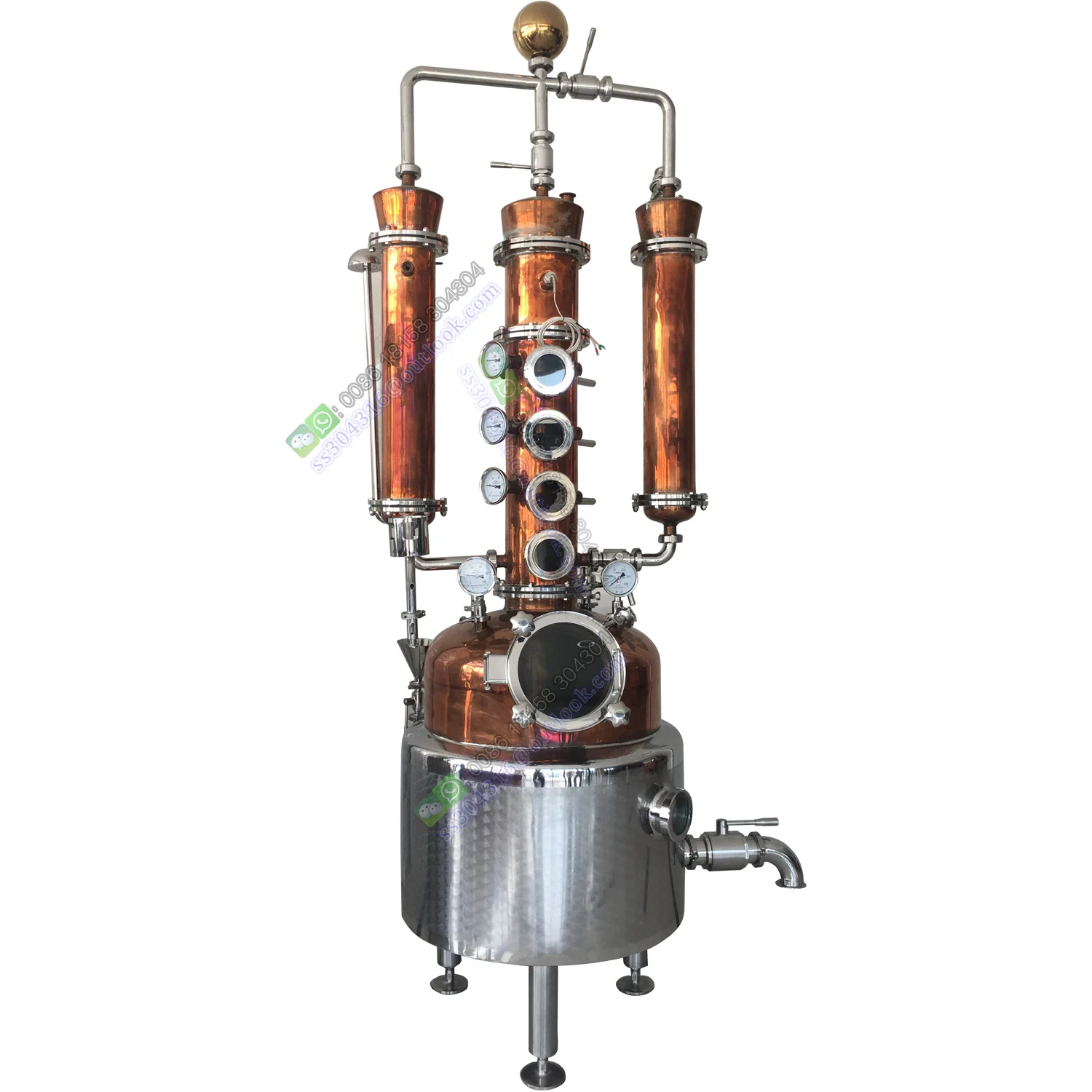 200L Copper Alembic Still Distillation Equipment for Whisky, Gin, Vodka ...