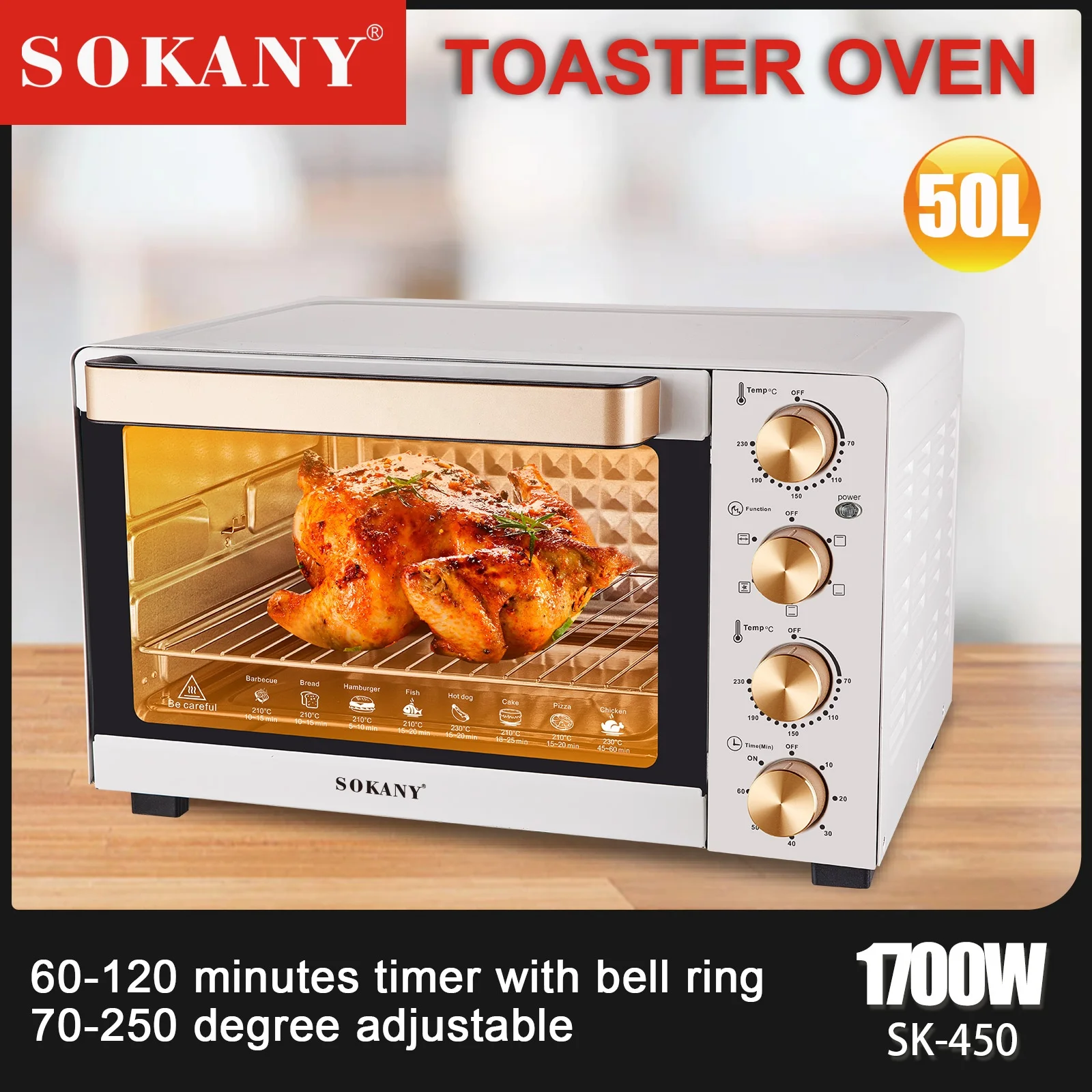 Sokany 450 Electric Oven - 50L Multifunctional Appliance with Digital ...