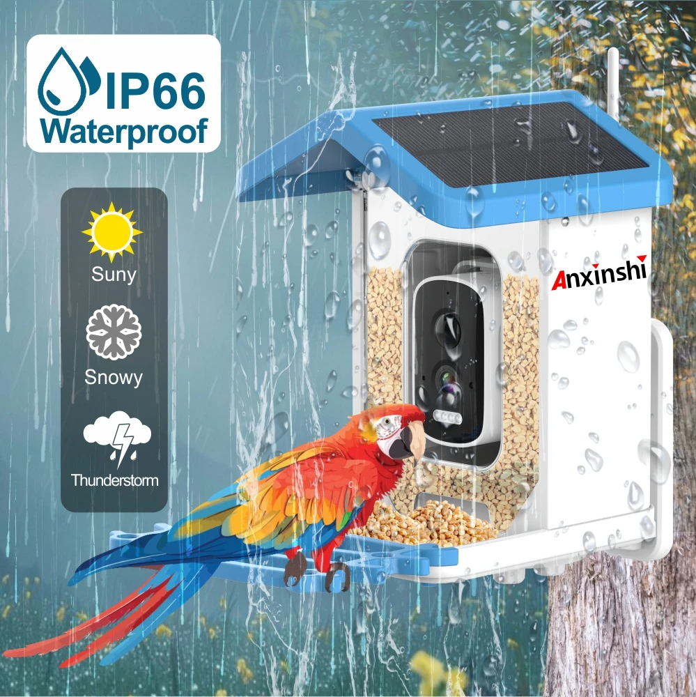 Anxinshi 2.5K Bird Detection Notification Smart Bird Feeder Camera with ...