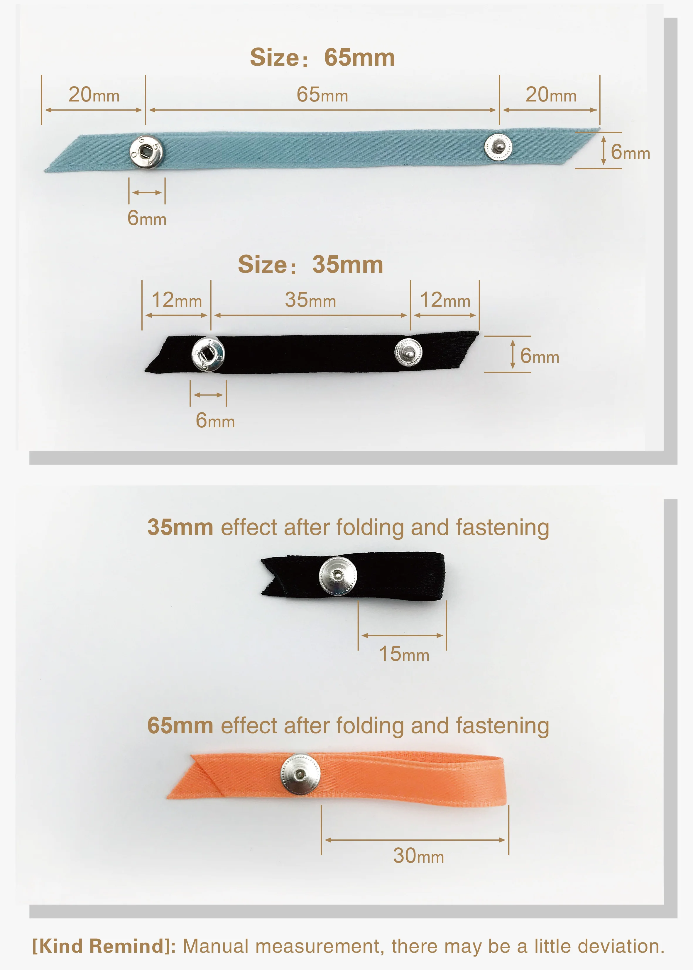 Hidden Snap Button Ribbon - Sustainable Polyester Satin