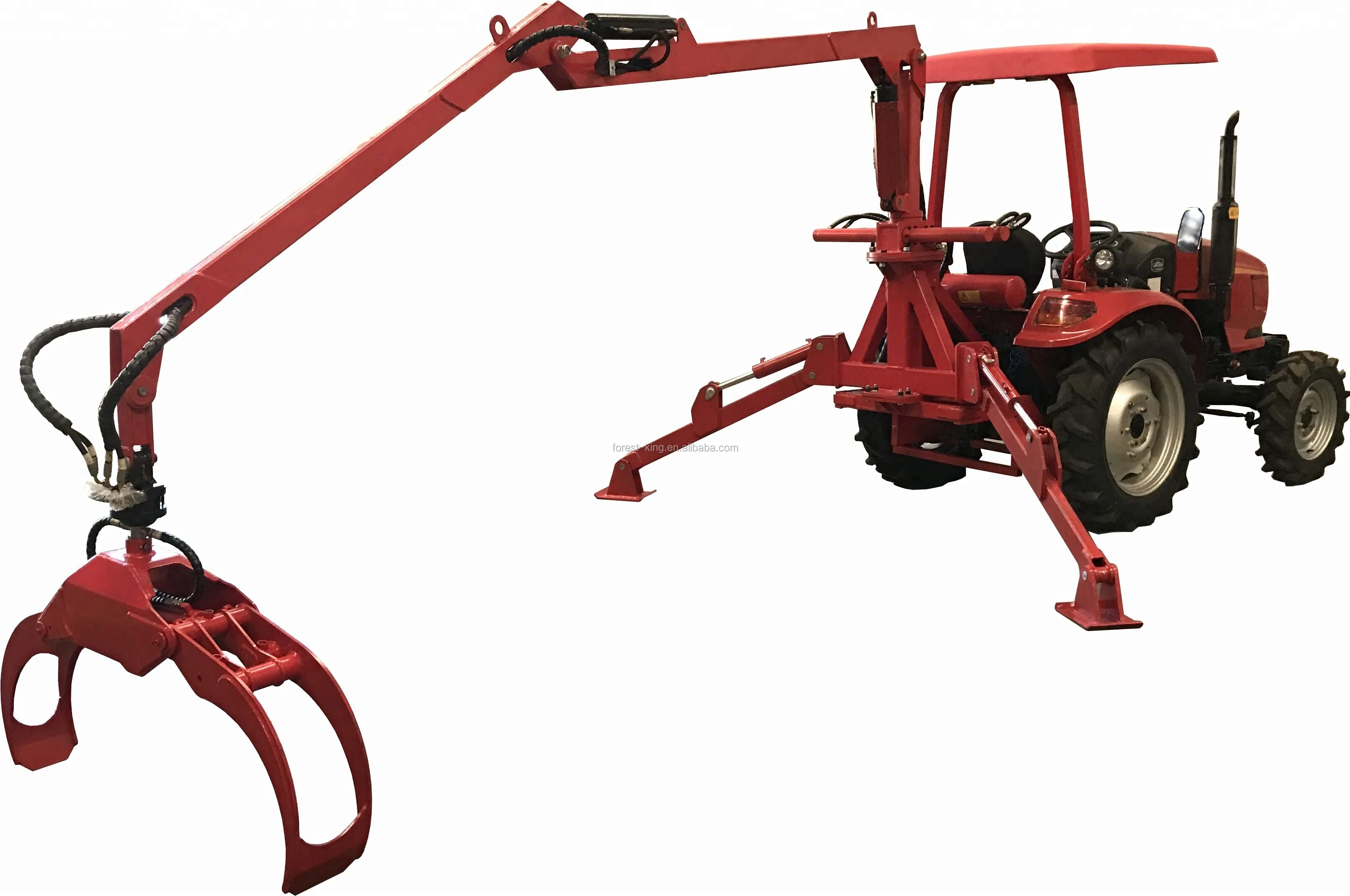 Hydraulic Crane - Log Grapple - Small Wood Timber Station Crane