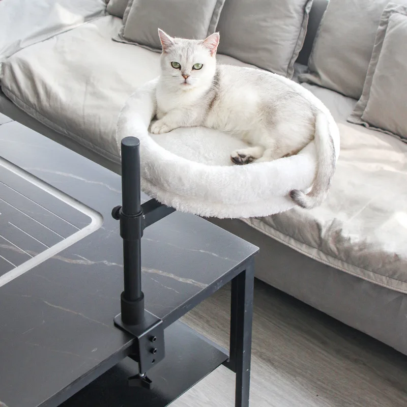 Adjustable Height Cat Perch Bed, Clamp - on Desk Mounted Cat Desk Bed ...