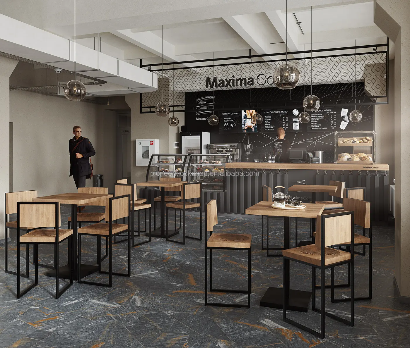 Coffee Shop Interior Design - Modern Bakery Display Cabinet