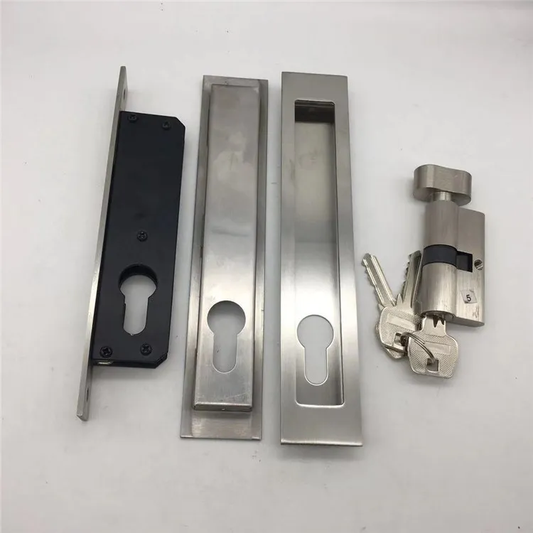 SSS Sliding Door Lock Flush Handle Finger Pull Set