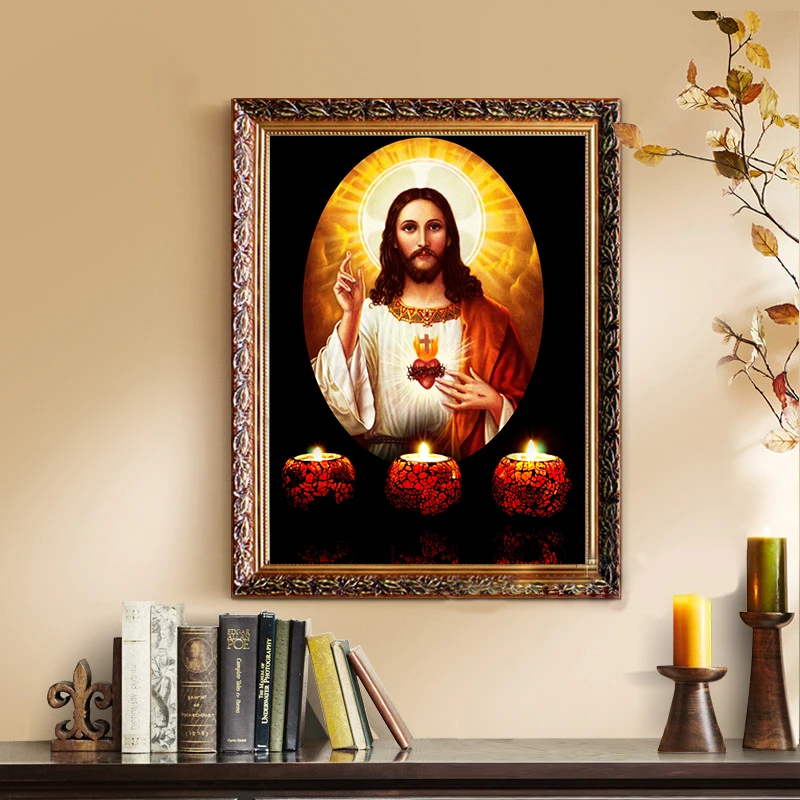 Christ Religion Christian Wall Art Jesus Print Picture Led Light Framed ...