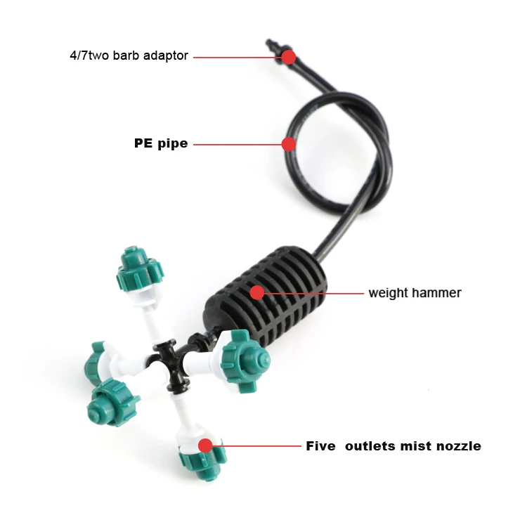 Agriculture Atomizing Nozzles 4 Way Mist Spray Nozzles For Greenhouse Irrigation Sprinkler