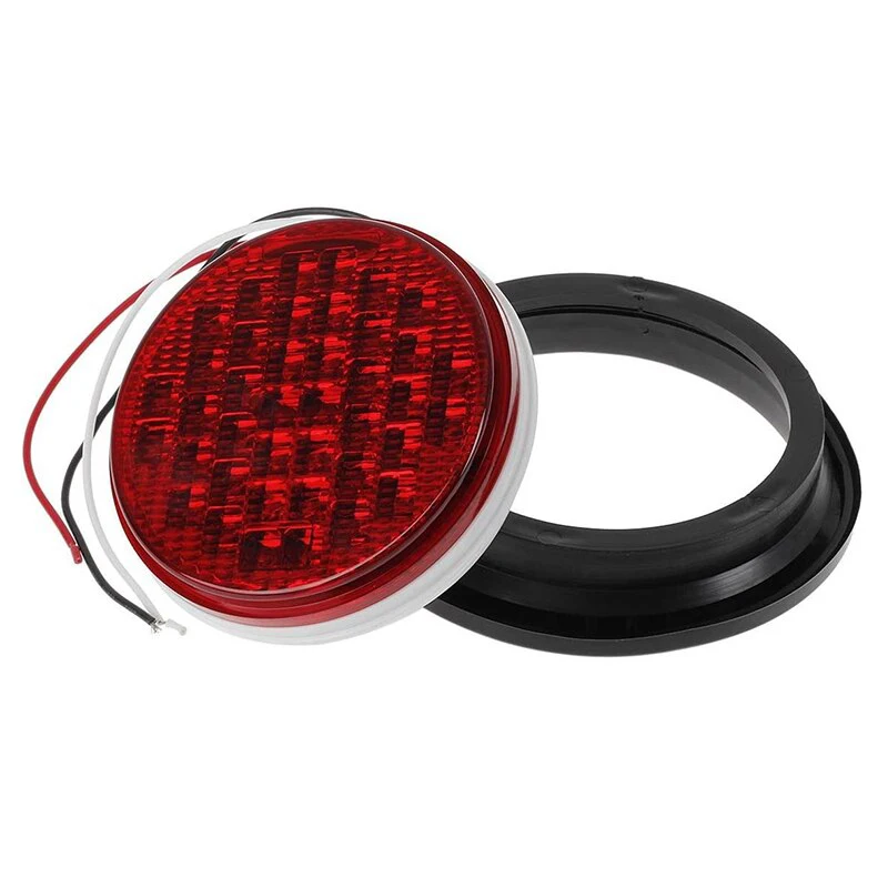 40LED 12V 4\" Inch round Truck Tail Light Red/Amber/White Rubber 3 ...