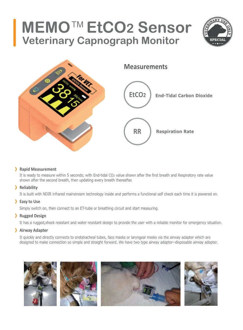 Veterinary Portable Etco2 Monitor End Tidal Etco2 Sensor Capnograph ...
