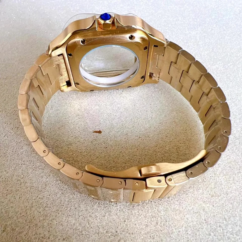 Square PVD Gold Watch Case 38mm - NH35 Case Set 316L Steel