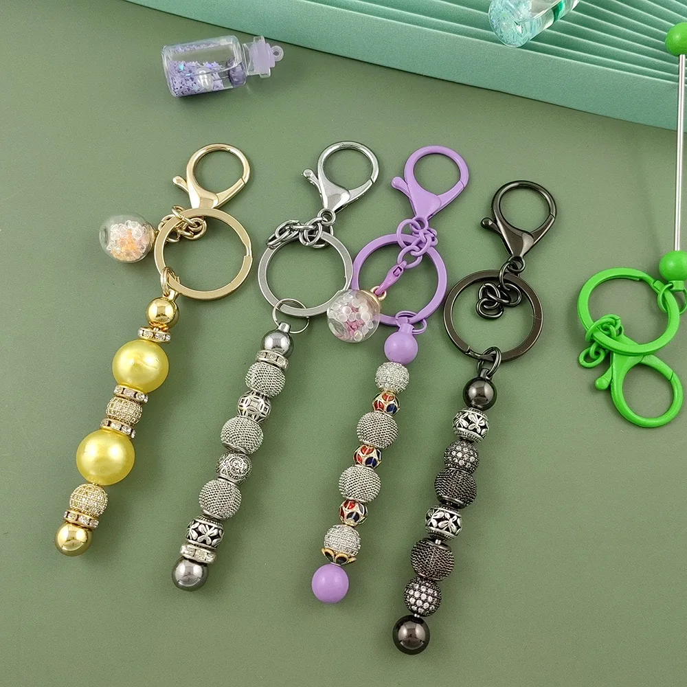 Beadable Keychain for DIY Jewelry Bar Keyring with Add-a-Bead Hook for ...