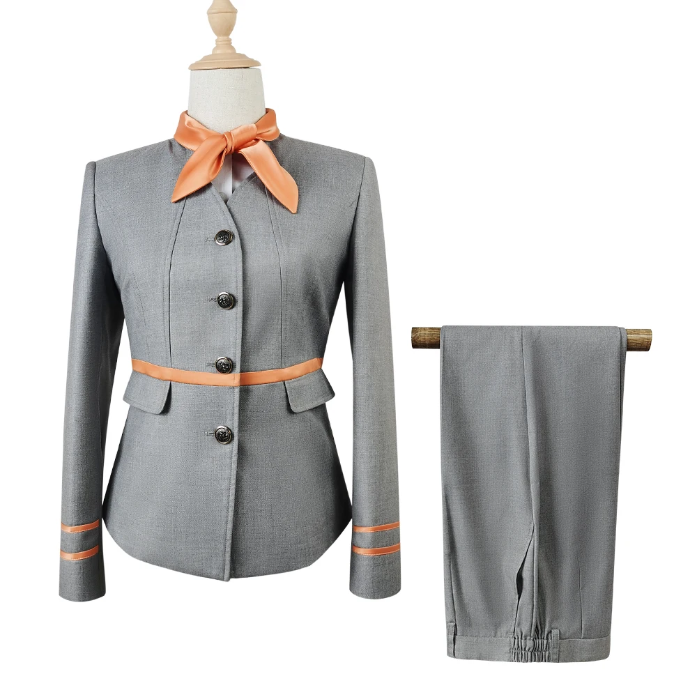 Custom Airline Uniforms Flight Attendants Blazer And Pants Sets Air ...