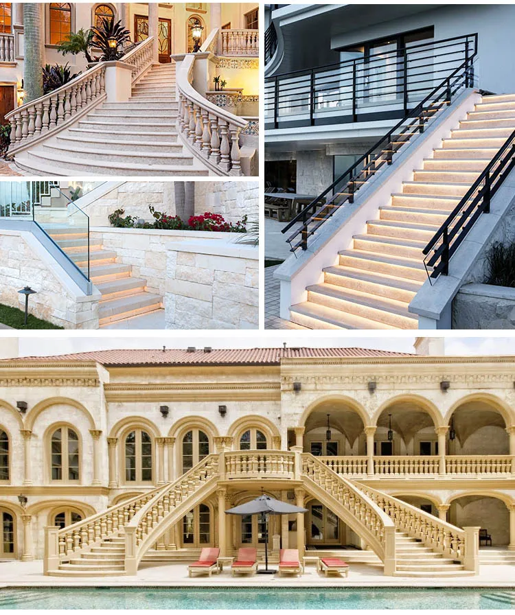 Large Outdoor Granite Stone Curved Staircase - Natural Arc Stairs