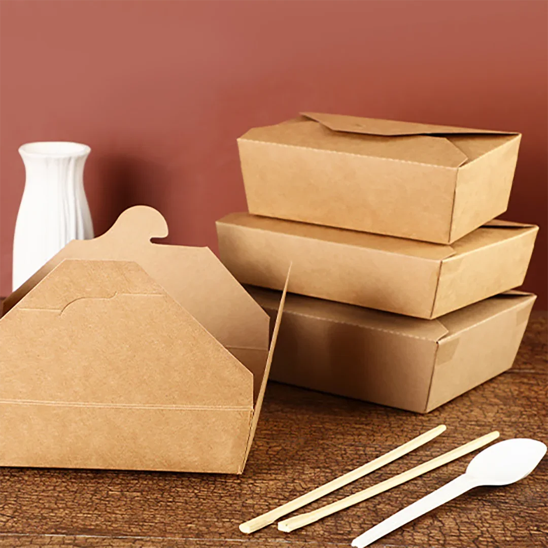 Customizable Size Disposable Kraft Paper Lunch Boxes Environmentally ...