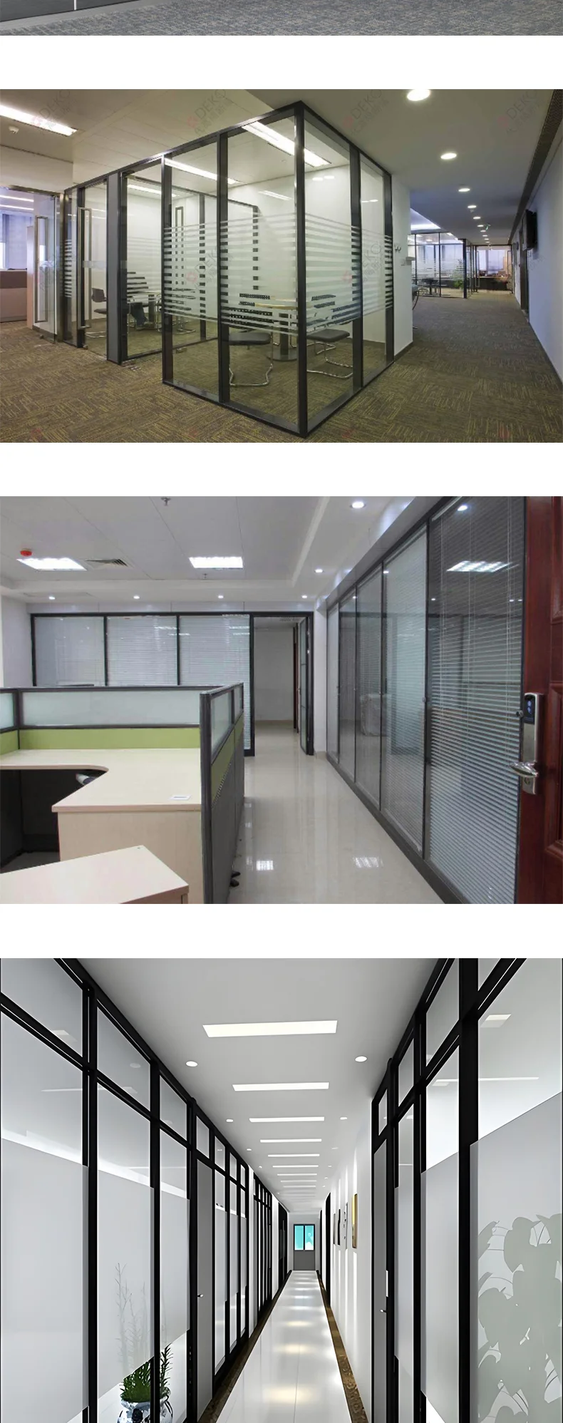 Modern Double Glass Louver Partition Wall Soundproof High Screen ...
