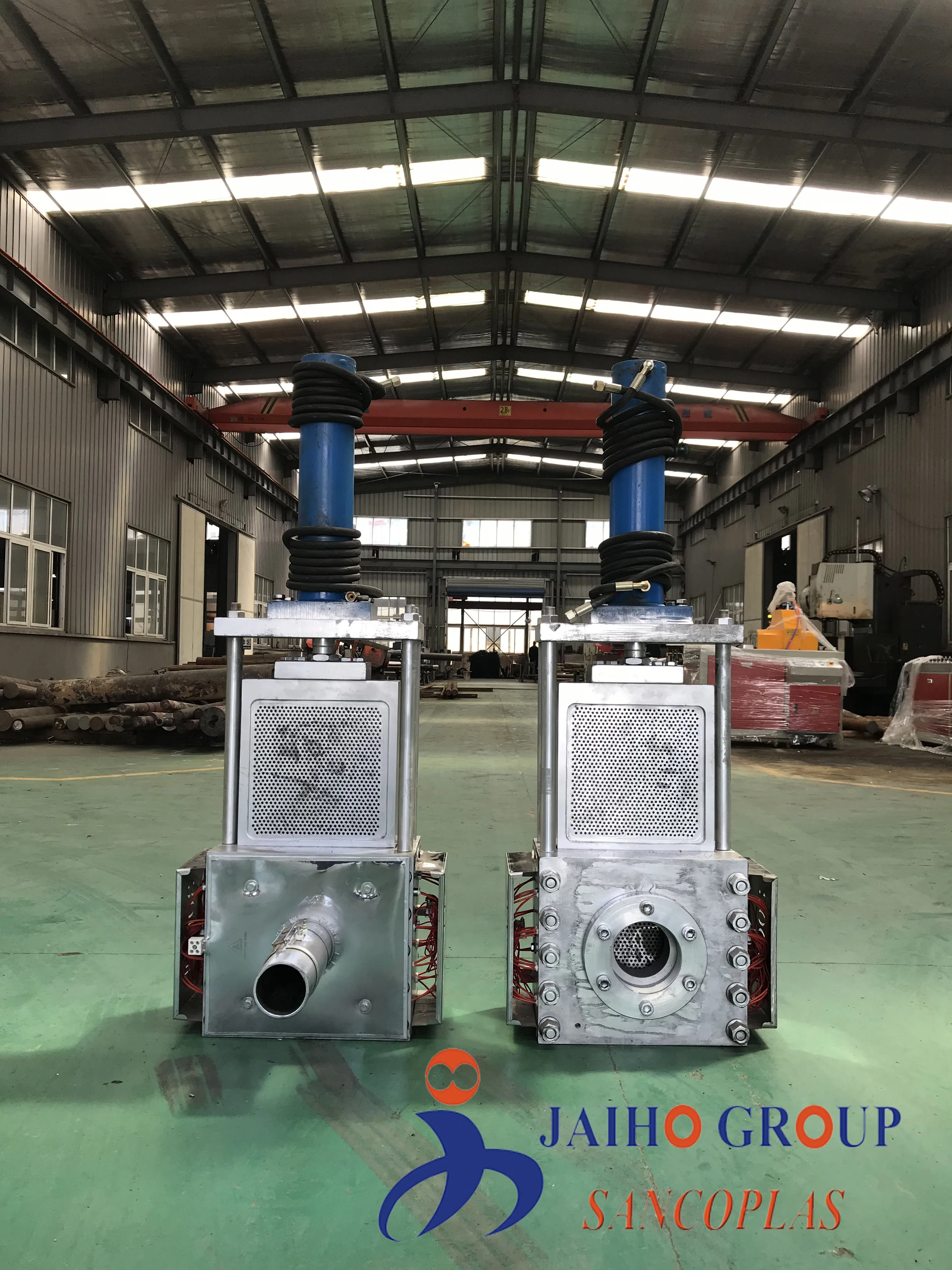 Plastic Recycling Machine Extruder Two Pistons Hydraulic Screen Changer