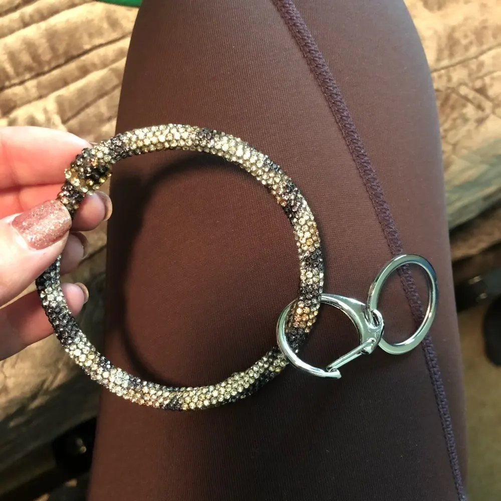 Fashion Rhinestone Bracelet Key Ring Colorful Bangle Keychain Wristlet ...