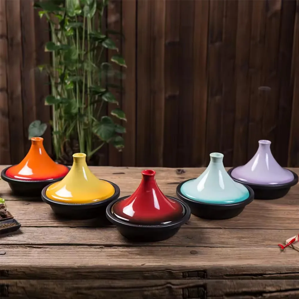 Kitchen Cooking Large Size Tajine Marocain Pot 27cm Ceramic Lid Cast ...