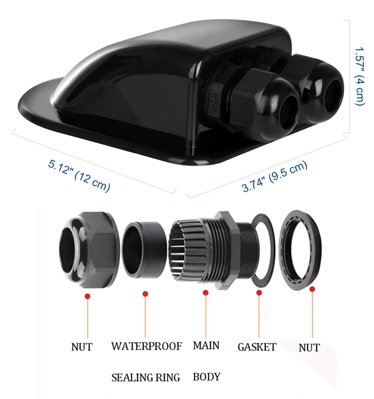 Weatherproof Cable Entry Housing Mount Abs Solar Double Cable Entry Box ...